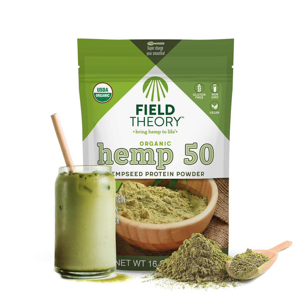 Field Theory Organic Hemp 50 Protein Powder 16 oz